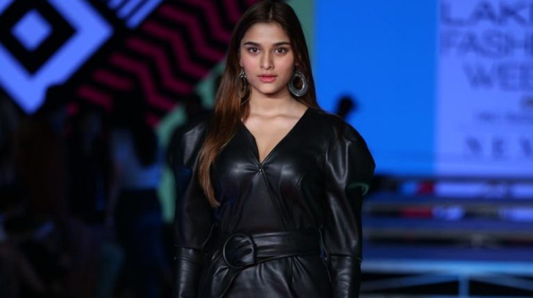 Actress Sai Manjrekar walks the ramp on Day 2 of the Lakme Fashion Week ...